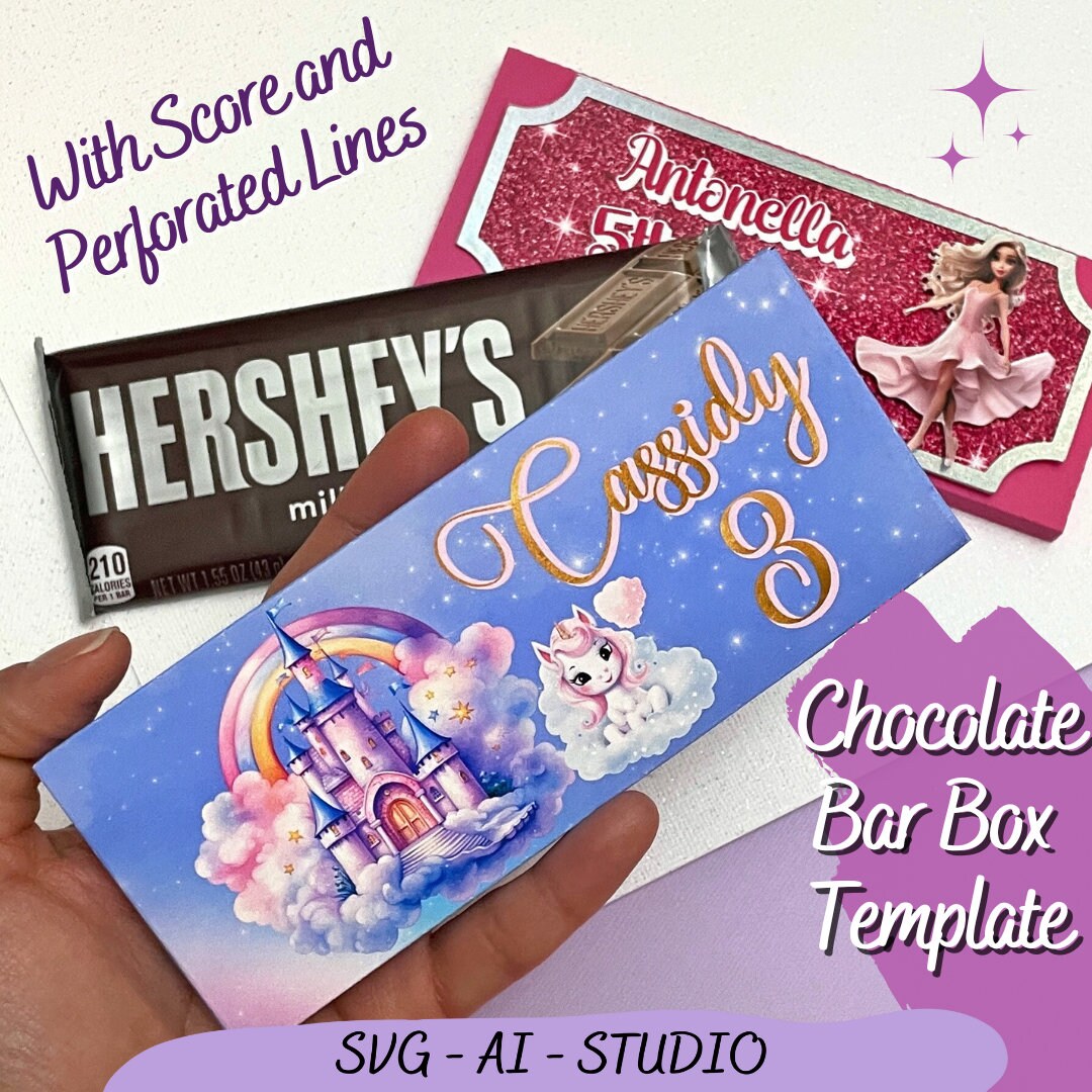 Chocolate Bar Box Template SVG, 1.55oz Chocolate Bar Wrapper, Candy Box ...
