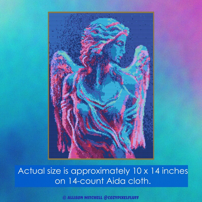 Vaporwave Angel Cross Stitch Pattern With Instructions, Chart, and ...