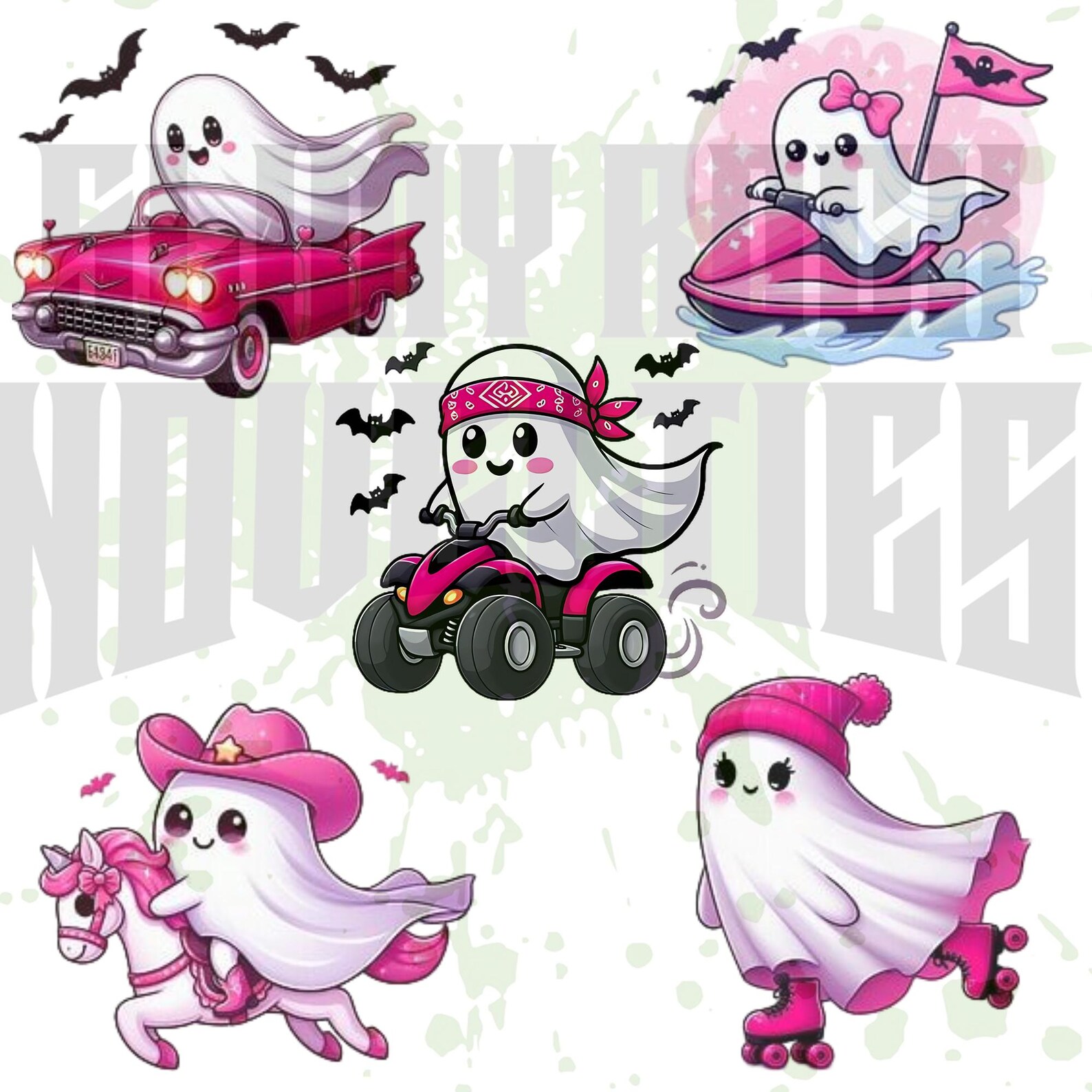 25 Cute Pink Ghosts Clip Art Bundle, Cute Ghost Png, Pink Ghost Clipart ...