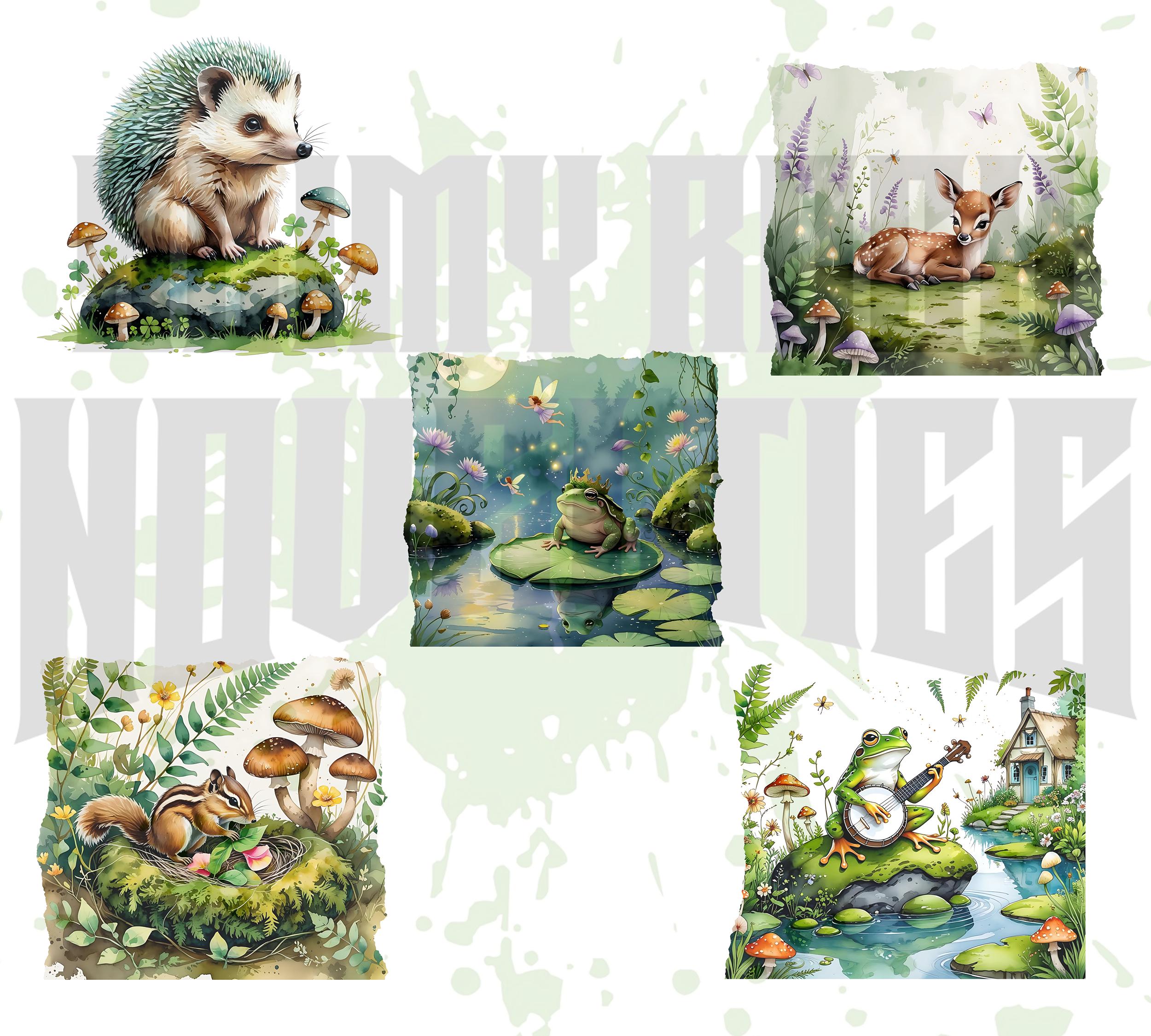 Watercolor Cottagecore Animals Clipart Bundle: 25 PNG & SVG Files ...