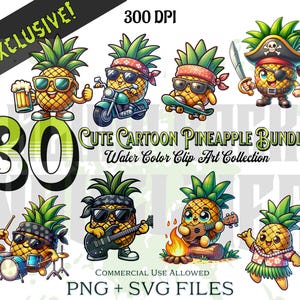 30 Cute Pineapple Clip Art Bundle, Exclusive PNG & SVG Bundle ...