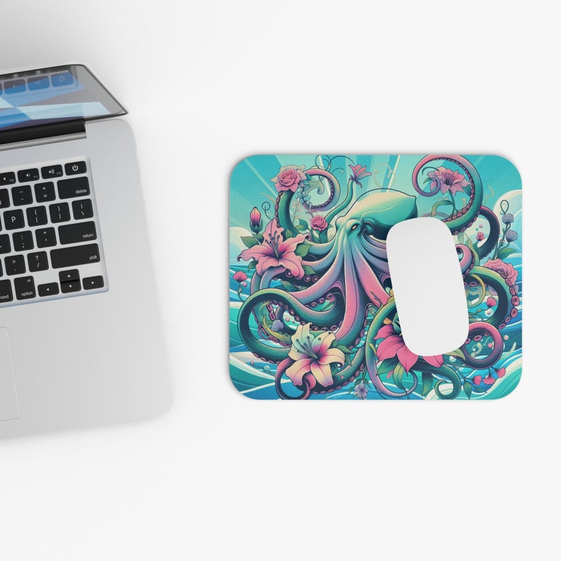Floral Octopus Mouse Pad, Gaming Mouse Pad, Sea Mouse Pad, Ocean Mouse ...