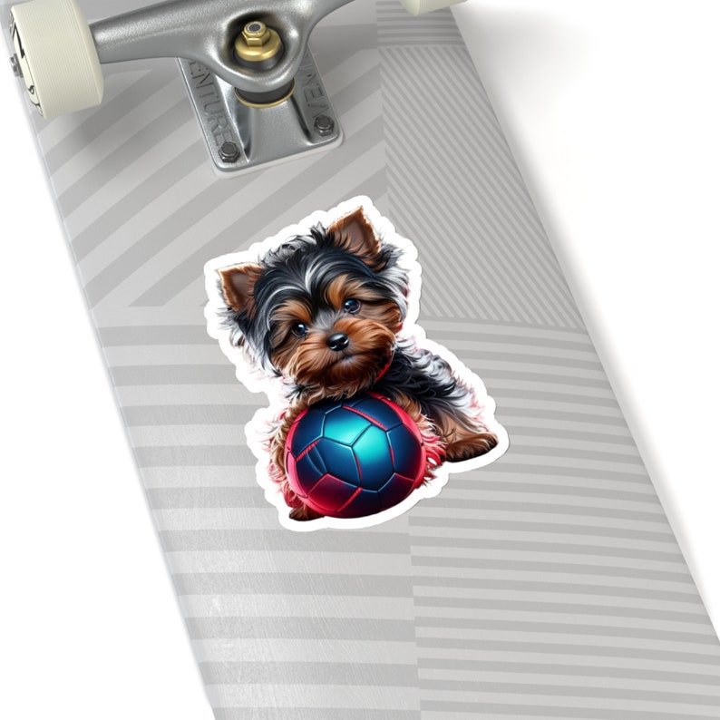 Cute Yorkie Puppy With Soccer Ball Sticker, Yorkie Stickers, Yorkie ...