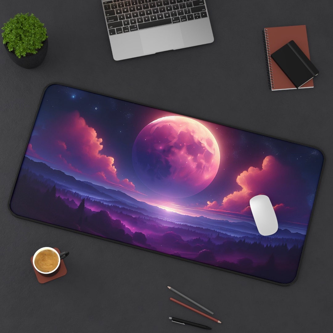 Moon Desk Mat, Moon Mousepad, Sunset Desk Mat, Desk Mat Aesthetic ...