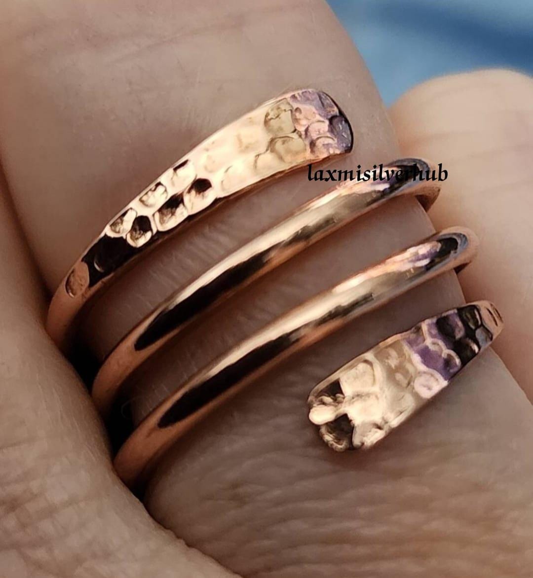 Pure 100% Copper Wrap Ring, Arthritis Thumb Ring, Hammered Ring, Solid ...