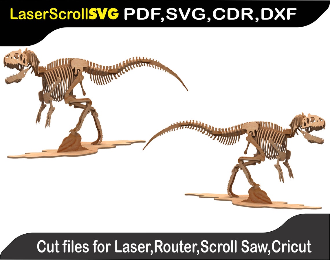 Allosaurus Pose 2 Digital Pattern Template File for Laser SVG DXF CDR ...