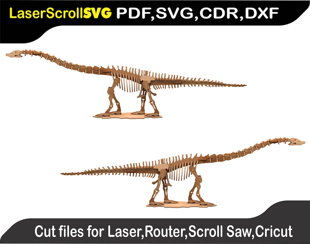 Diplodocus Dinosaur Digital Pattern Template File for Laser SVG DXF CDR ...