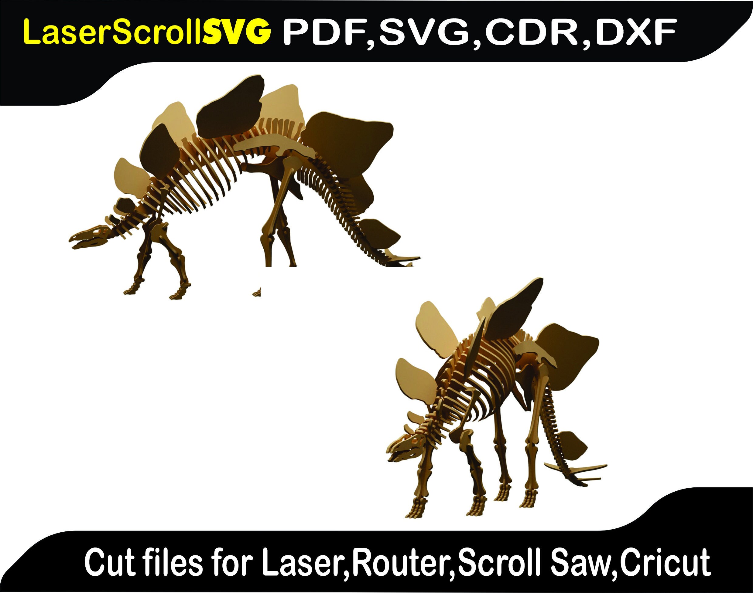 Stegosaurus Dinosaur 3d Puzzle Digital Pattern Template File for Laser ...