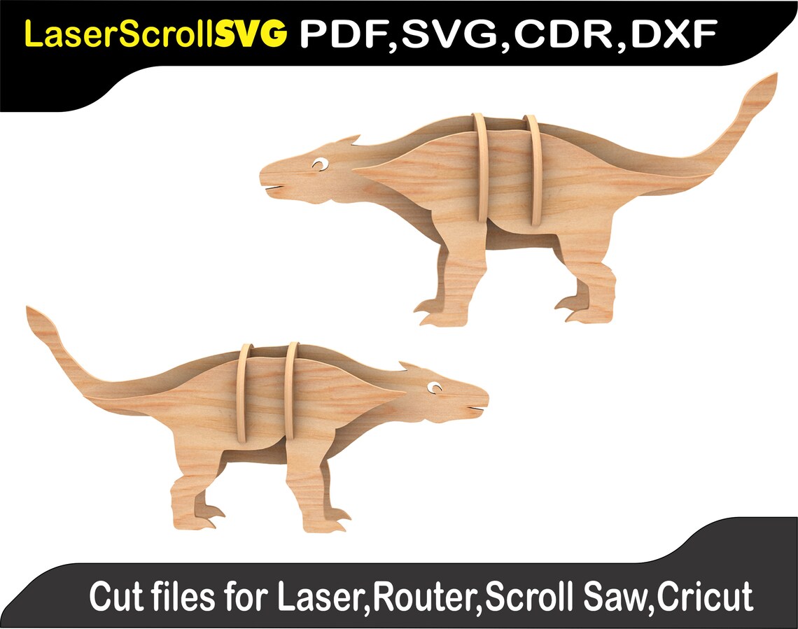 Ankylosaurus Armored Dinosaur Digital Pattern Template Vector for Laser ...