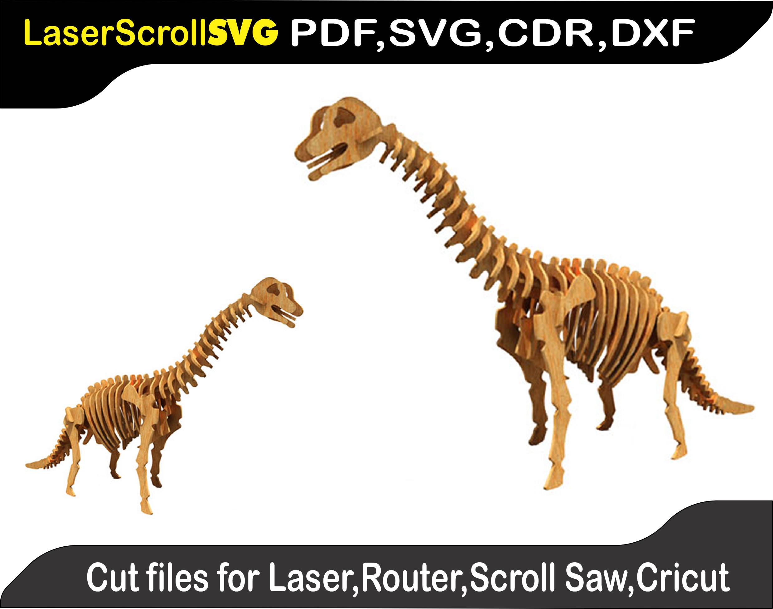 Brachiosaurus Dinosaur Digital Pattern Template File for Laser SVG DXF ...