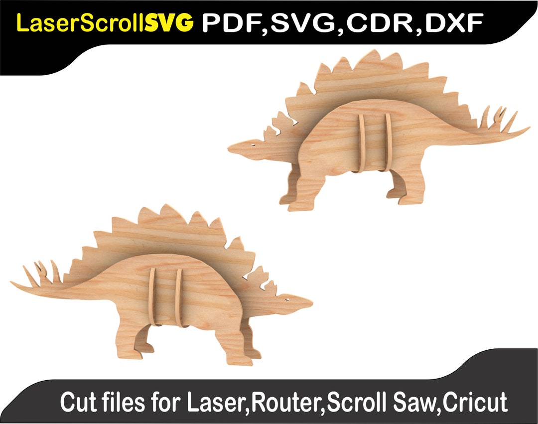 Stegosaurus Spikey Dinosaur Digital Pattern Template File for Laser SVG ...