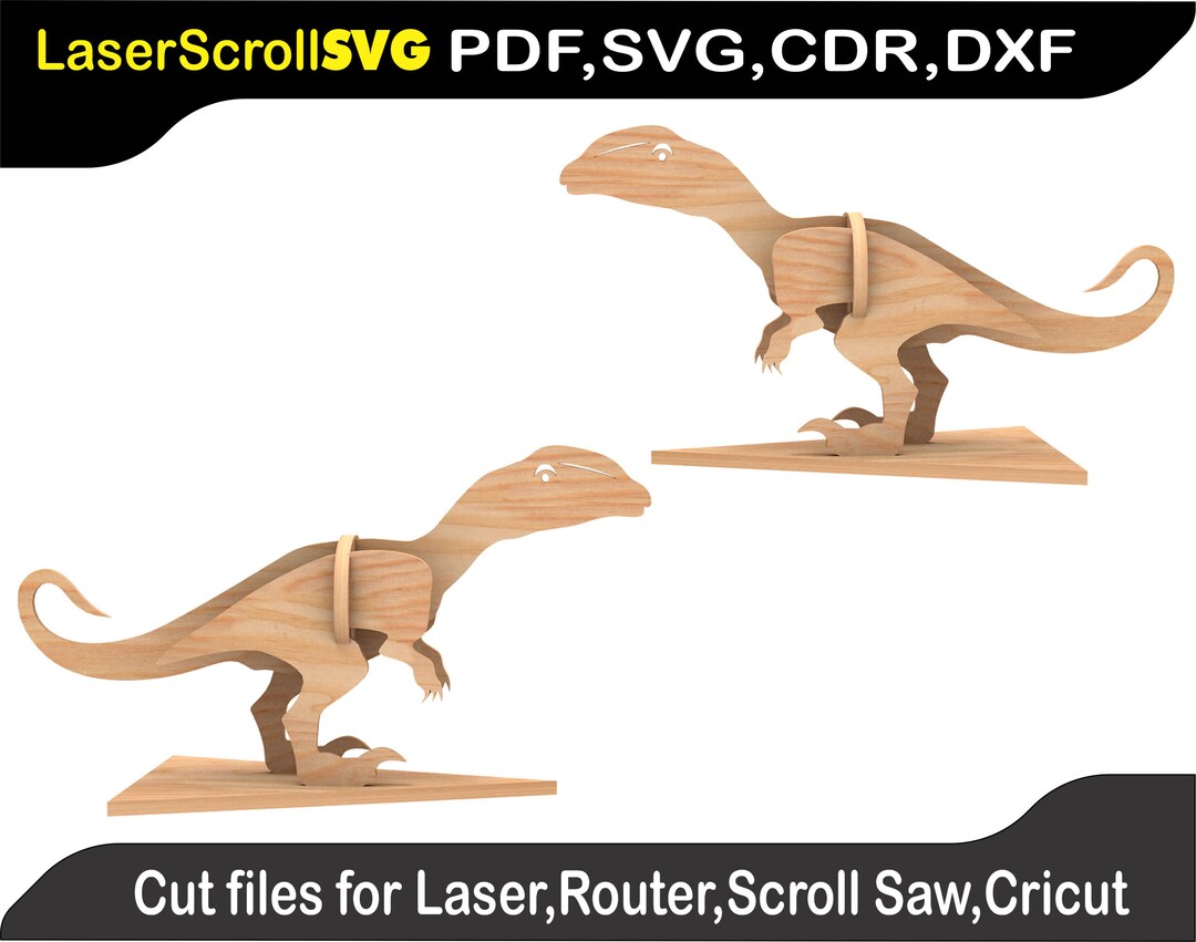 Deinonychus Terrible Dinosaur Digital Pattern Template File for Laser ...