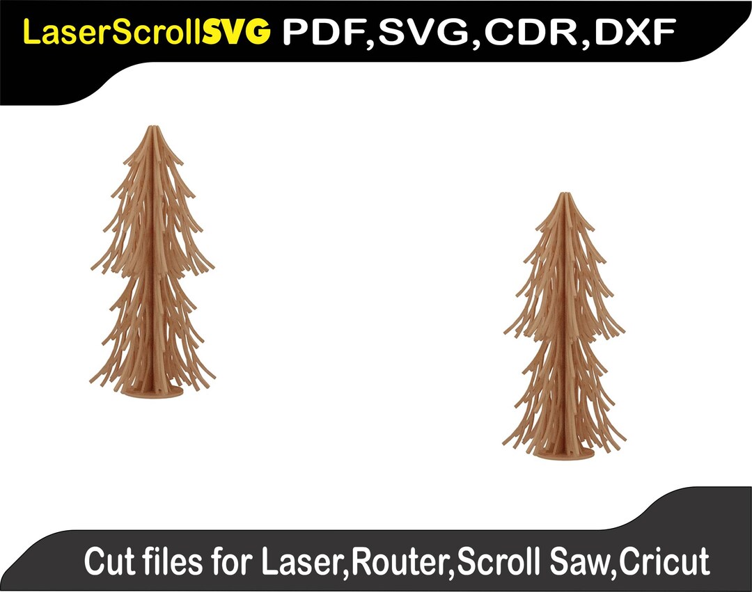 Christmas Fir Tree Digital Pattern File for Laser SVG DXF CDR Glowforge ...