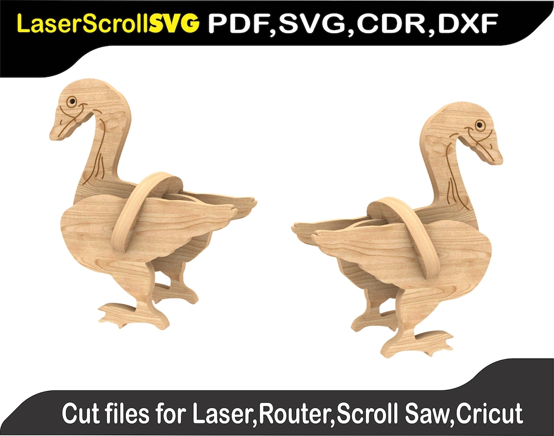 BW the Toon Goose Digital Pattern File Laser SVG DXF Glowforge Scroll ...