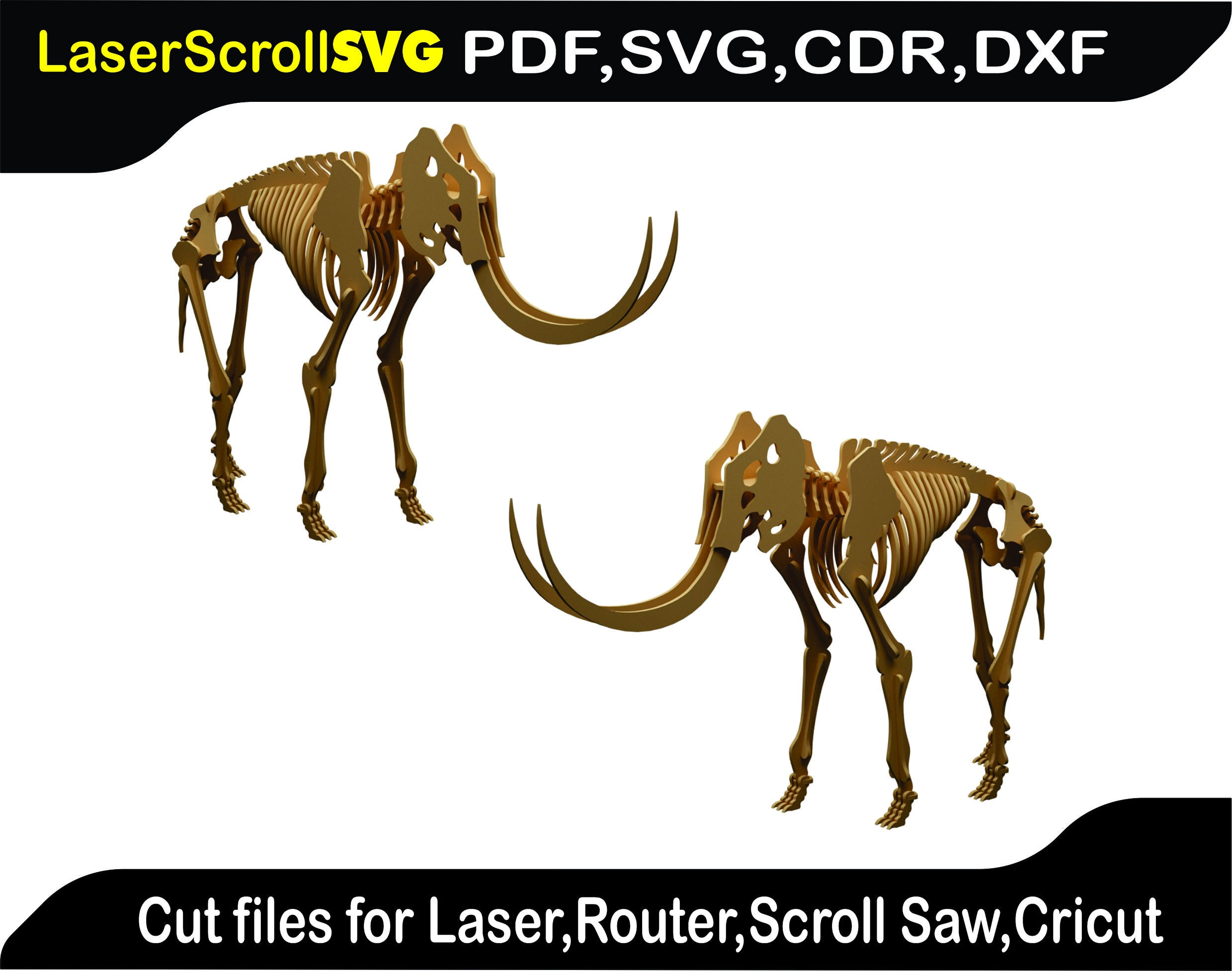 Mammoth Dinosaur Digital Pattern Template File for Laser SVG DXF CDR ...