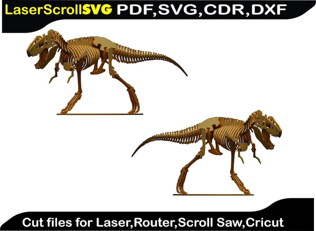 Trex Dinosaur Digital Pattern Template File for Laser SVG DXF CDR ...