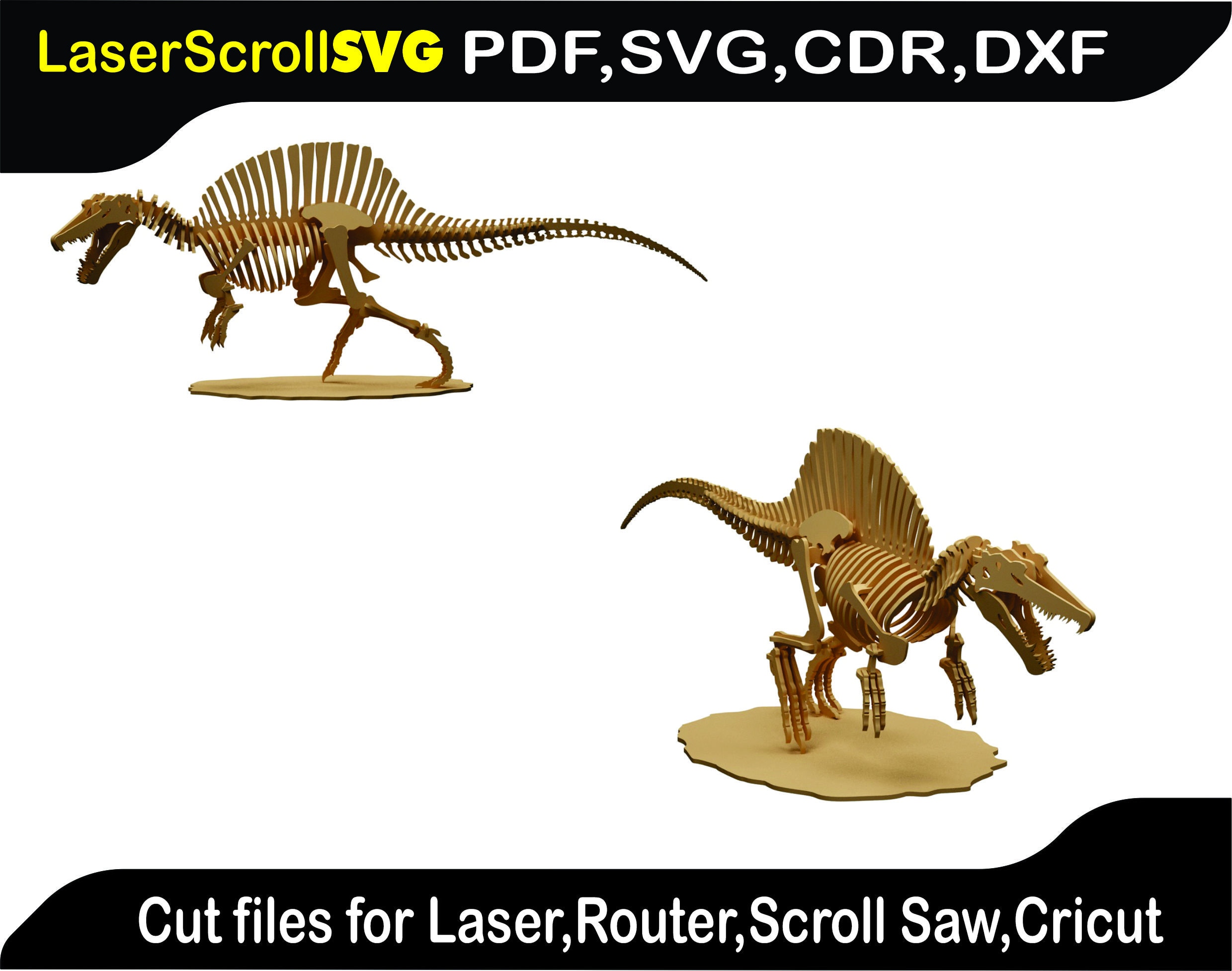 Spinosaurus Dinosaur 3d Puzzle Digital Pattern Template File - Etsy