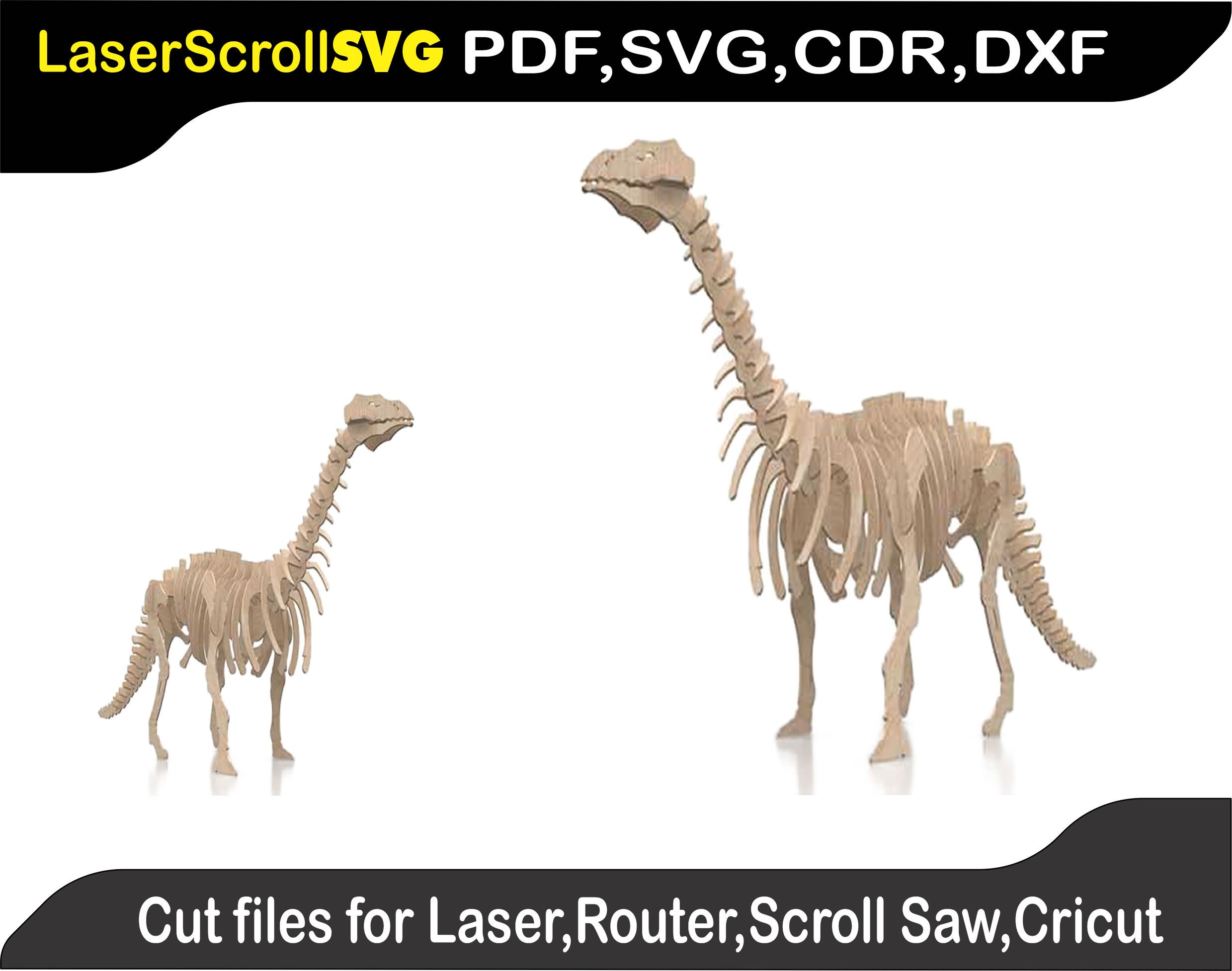Brontosaurus Dinosaur Digital Pattern Template File for Laser SVG DXF ...