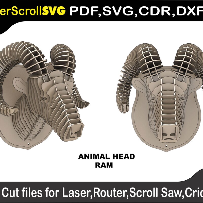 3d Laser Cut Animal Heads - Etsy