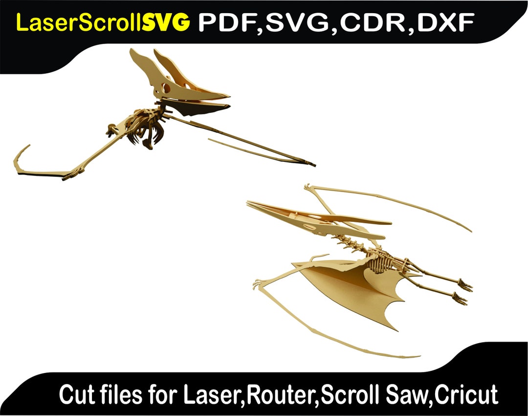 Pterodactyl Dinosaur Digital Pattern Template File for Laser SVG DXF ...