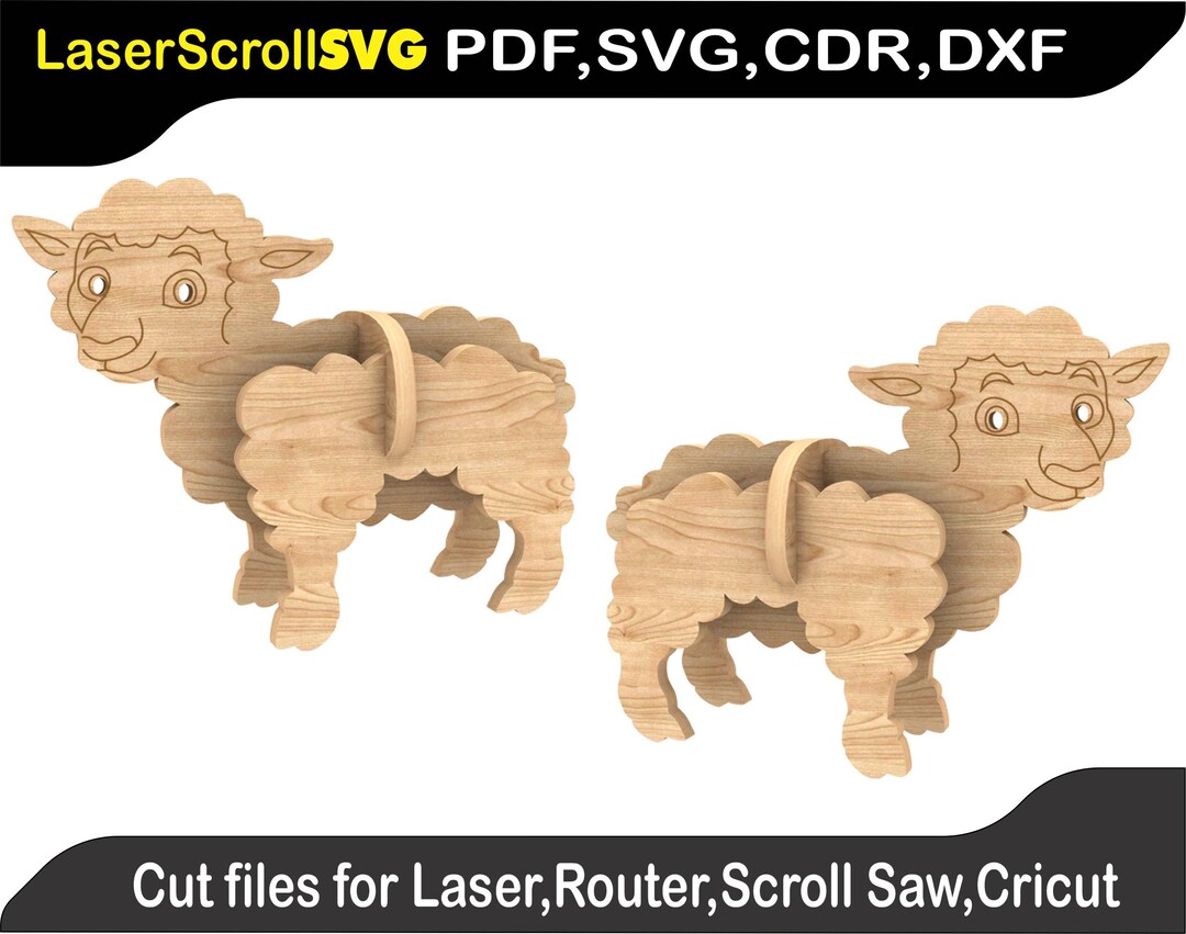 Nanny the Toon Sheep Digital Pattern File Laser SVG DXF CDR Glowforge ...