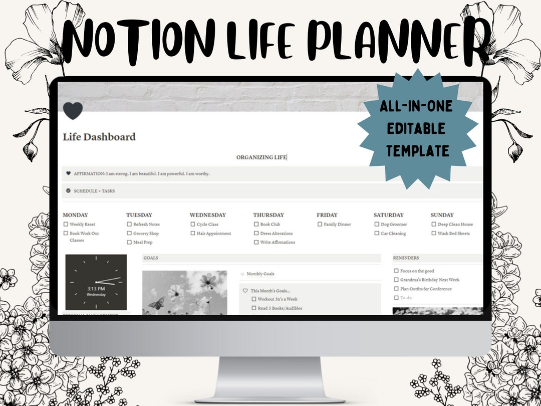 Minimalist Notion Template, Notion Life Planner, Notion Template, All ...