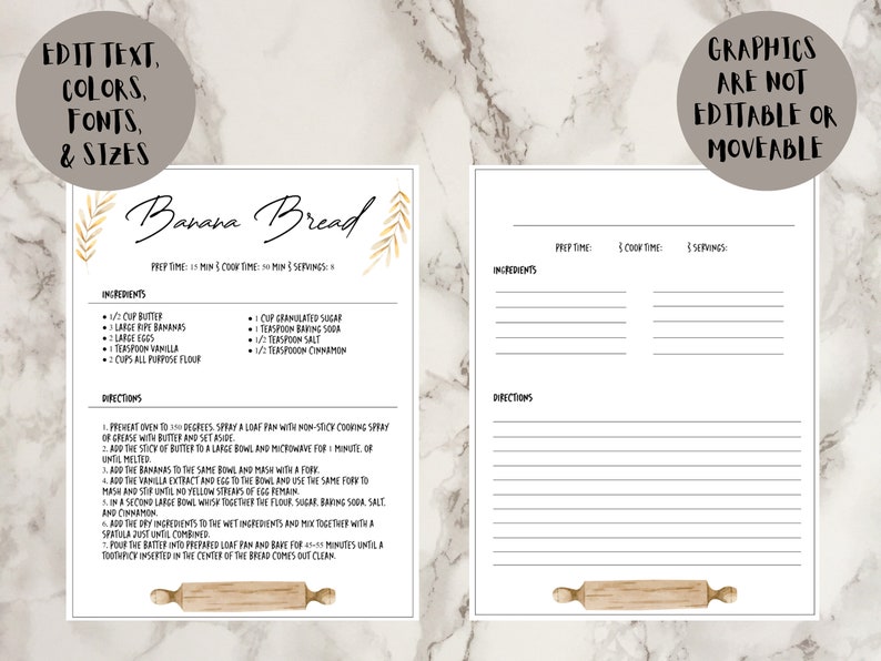 Editable Cookbook Template | Digital Recipe Book | Printable Recipe ...