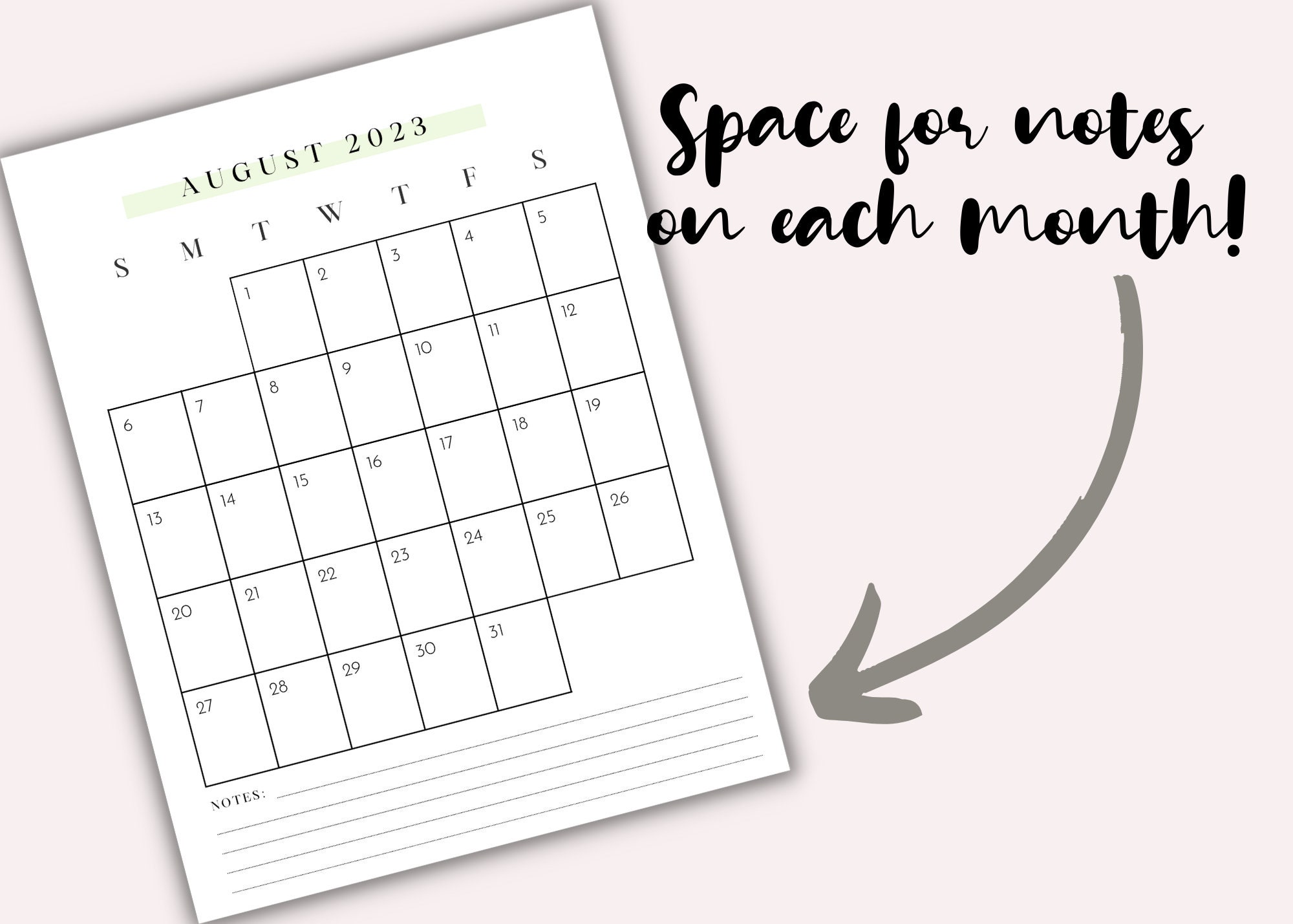 2023 Minimalist Muted Rainbow Calendar Printable Vertical Monthly ...