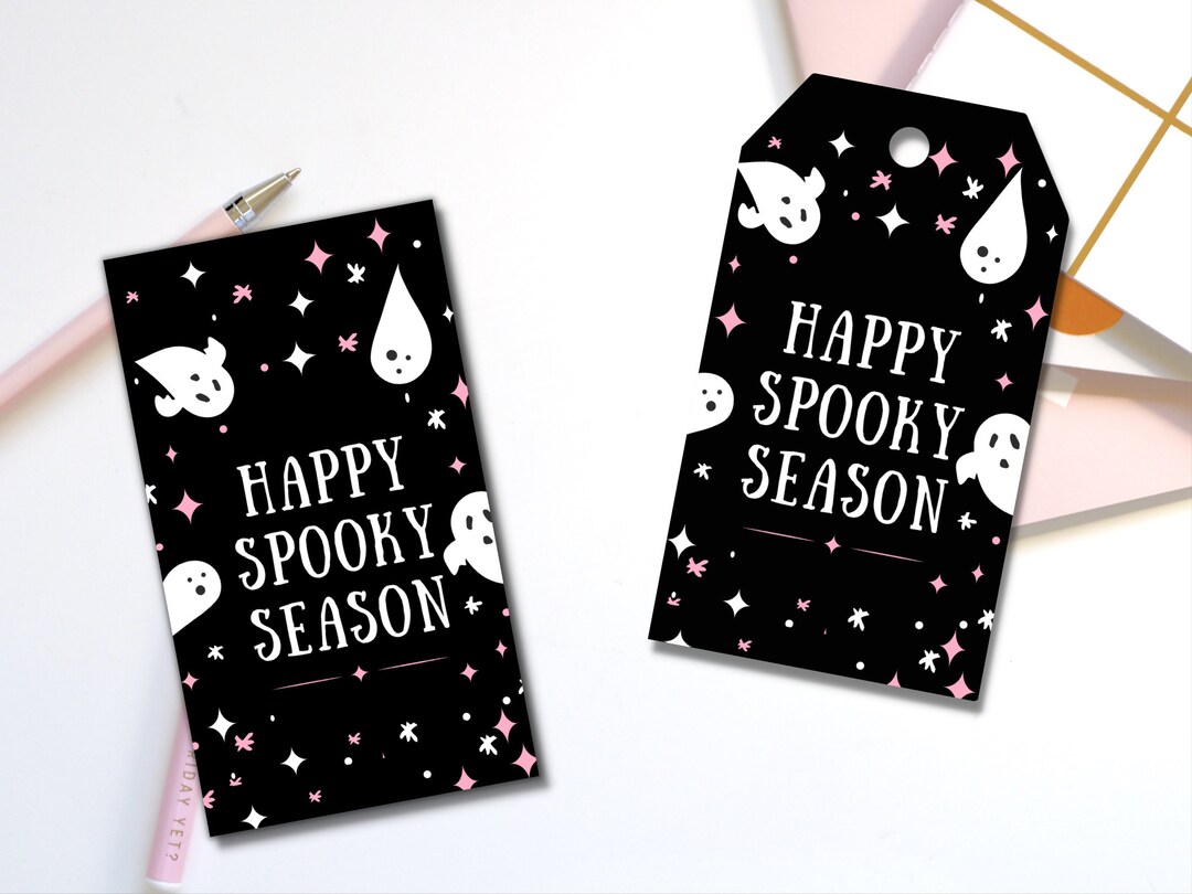 Happy Spooky Season Gift Tag | Halloween Gift | Ghost | Doodle Gift Tag ...