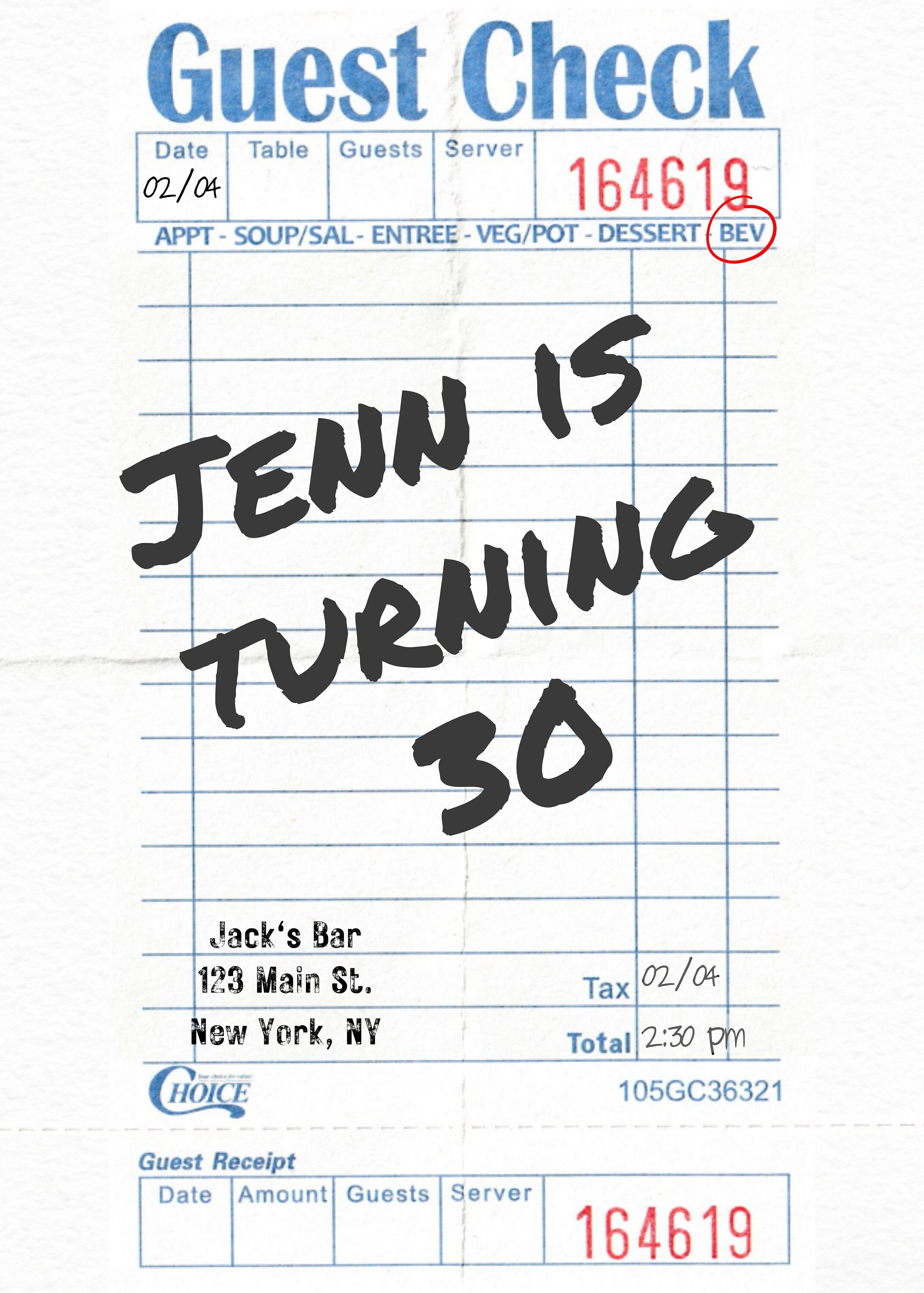 Customizable Guest Check Invitation Template | Birthday Party ...