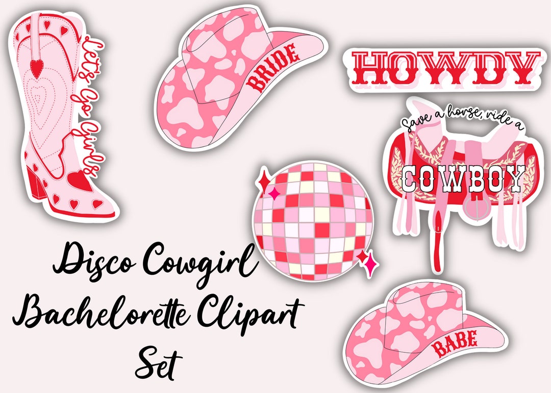 Disco Cowgirl Themed Bachelorette Clipart Set | Clipart Set for ...