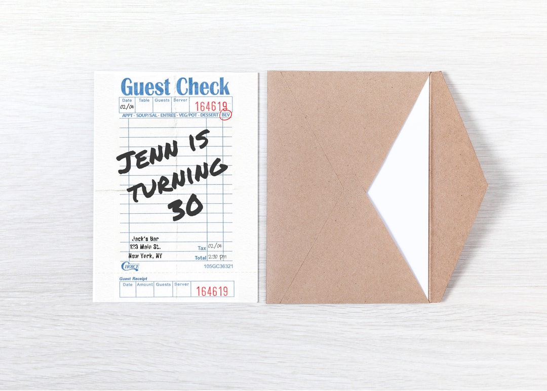 Customizable Guest Check Invitation Template | Birthday Party ...