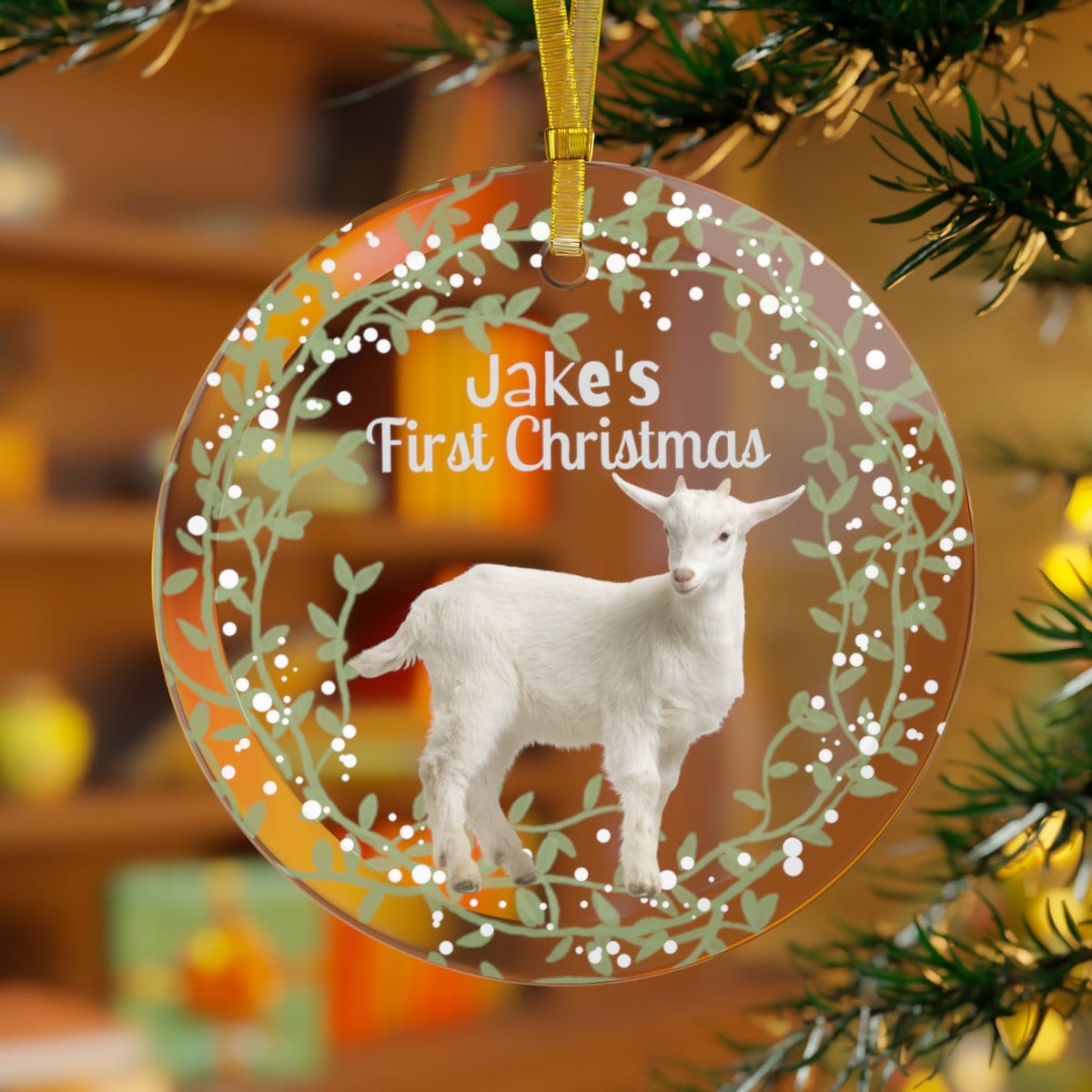 Custom Goat With Name First Christmas Ornament Gift, Personalize Name ...