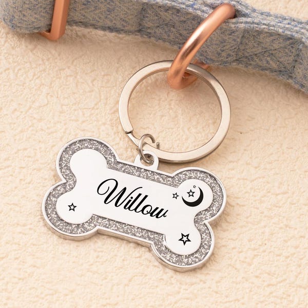 Plastic Dog Name Tag Bone - Etsy UK