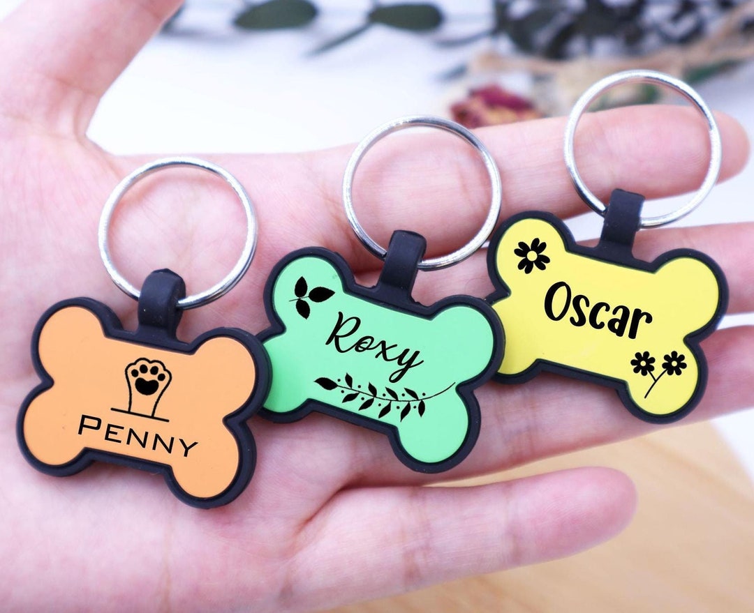 Premium Engraved Personalised Silicone Dog Tag，personalized Bone-shaped ...