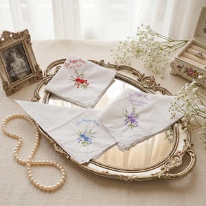 Embroidered Wedding Handkerchief, Personalized Happy Tears Bridal ...