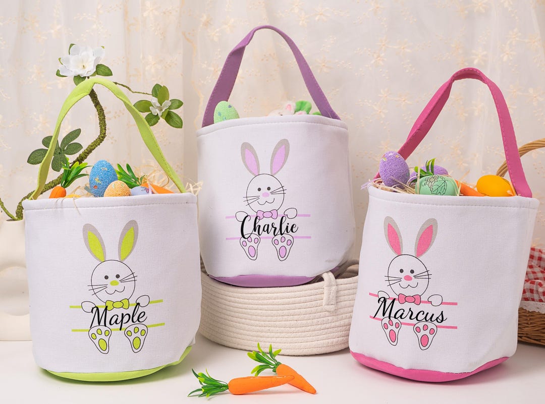 Easter Basket Personalized,easter Bucket With Name, Monogram Easter Bag ...