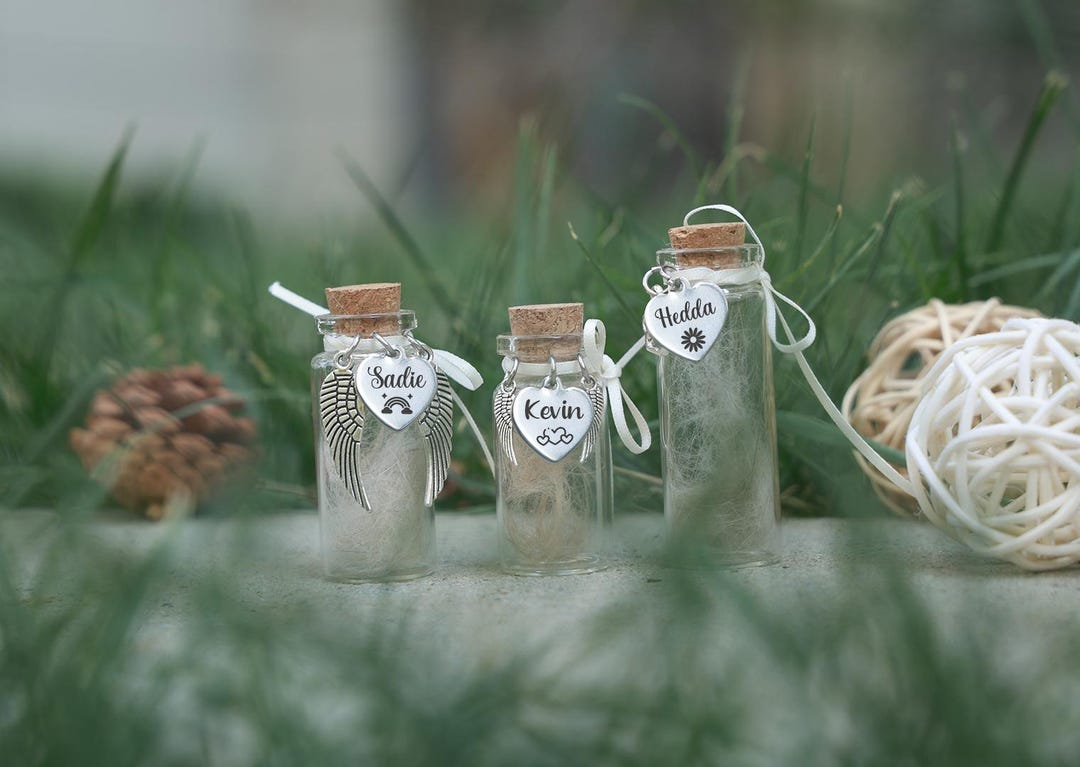 Custom Pet Memorial Bottle Keepsake, Personalized Pet Ashes Jar, Small ...