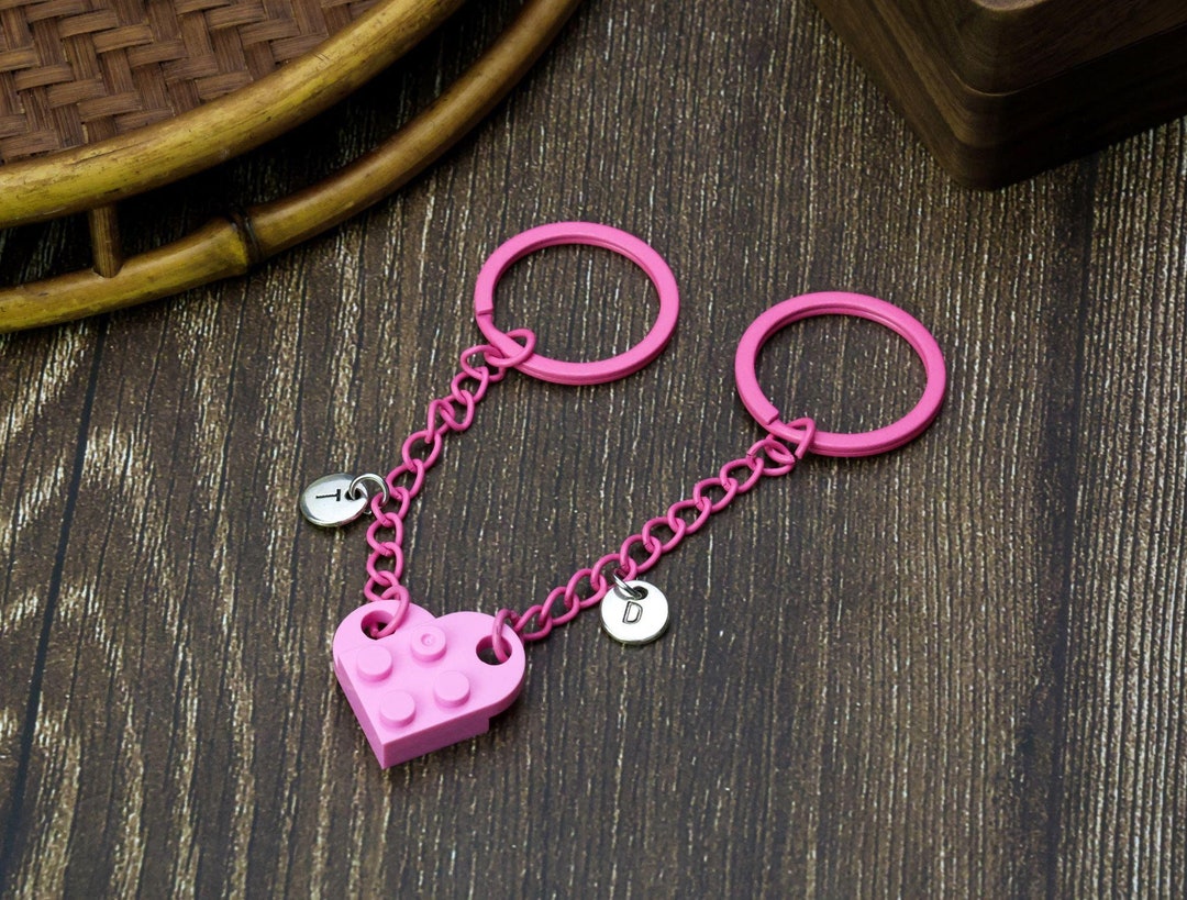 Custom Colorful Heart Keyring,matching Keychain,personalisation Initial ...