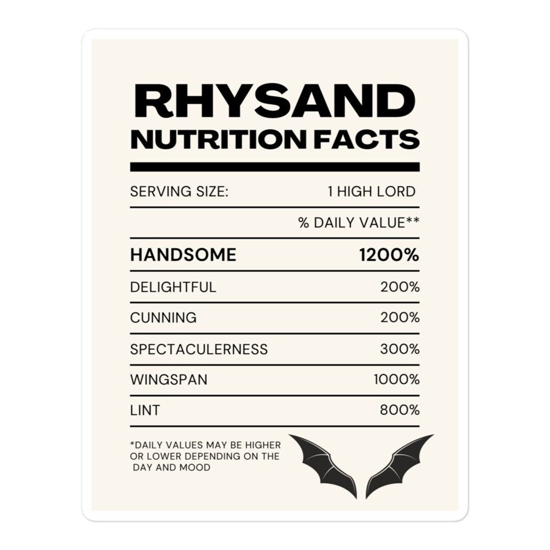 Rhysand Sticker, High Lord Sticker, Rhysand Nutrition Info, ACOTAR ...
