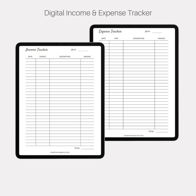 Income Expense Tracker Printable Digital Monthly Planner Budgeting ...