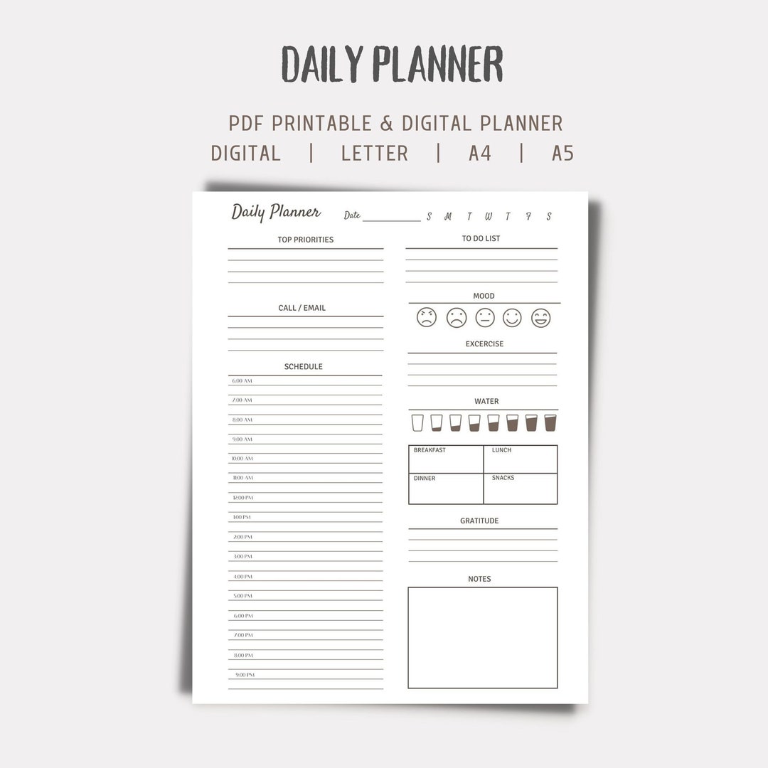 Digital Printable Daily Planner 2022 2023 2024 - Etsy