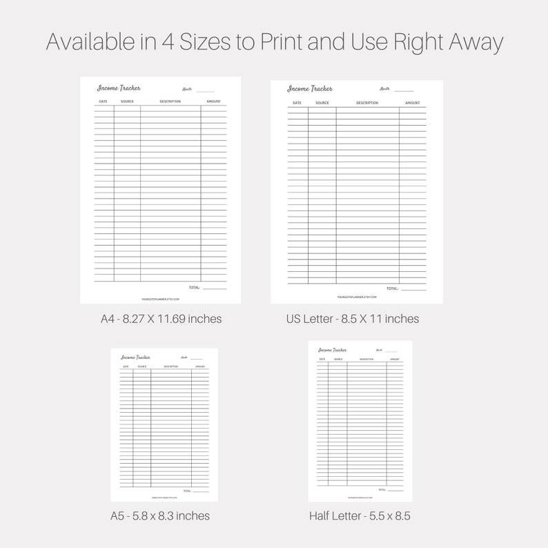 Income Expense Tracker Printable Digital Monthly Planner Budgeting ...