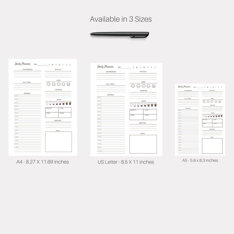 Digital Printable Daily Planner 2022 2023 2024 - Etsy