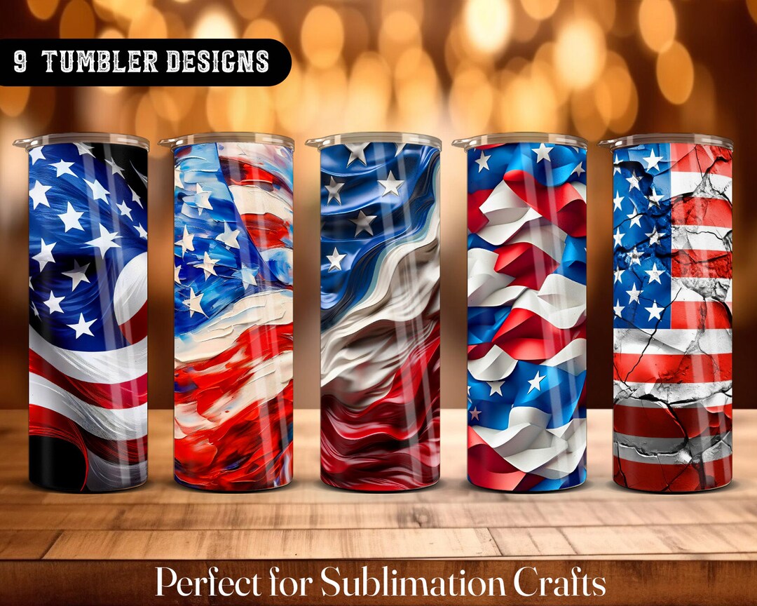 American Flag Bundle Tumbler PNG Sublimation Designs, US Flag Tumbler ...