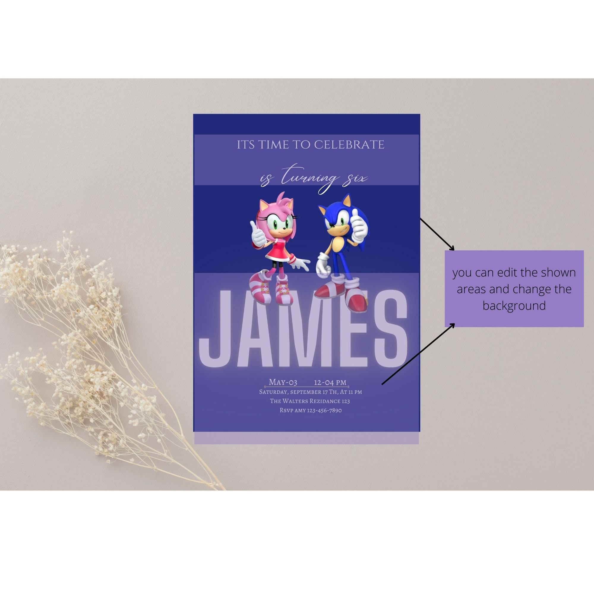 Sonic the Hedgehog Birthday Invitation Super Sonic Birthday Party ...