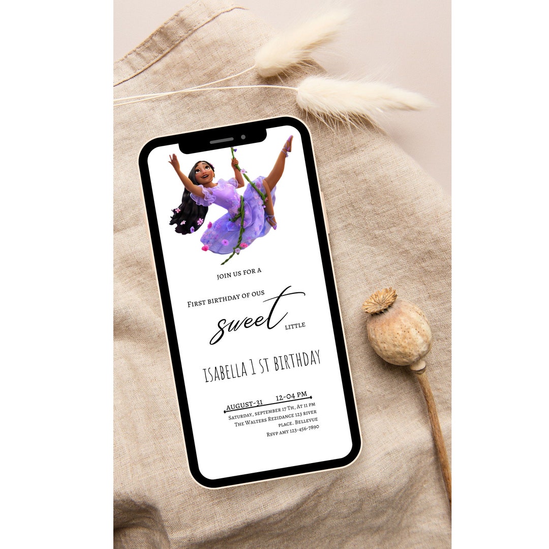 Encanto Birthday Invitation Girl Mobile Phone Text Mirabel - Etsy