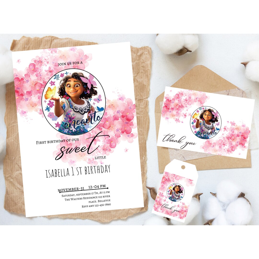 BIRTHDAY Editable Mirabel Party Invitation Kids Card Invite Custom ...