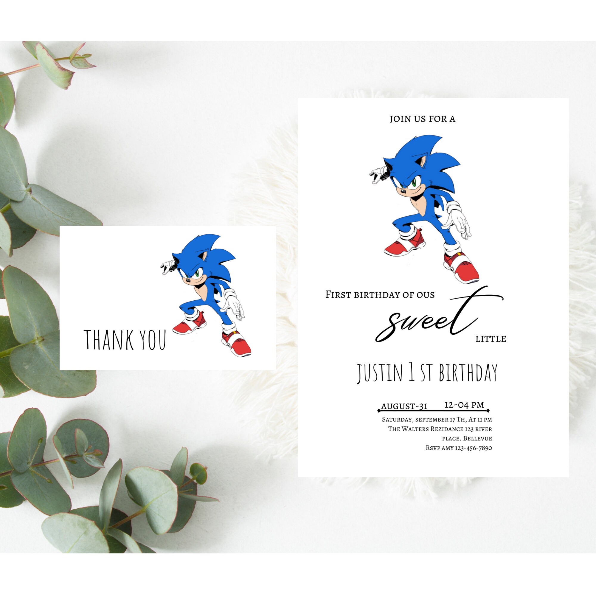Sonic Birthday Party Invitation Card Template , Hedgehog Invitation ...