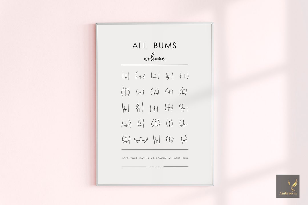 Body Positive Butts, Butt Art Line Art, Bum Printable Wall Art, Funny ...